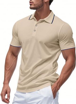 Generic Chemises habill&eacute;es pour homme - T-shirt d&eacute;t&eacute; d&eacute;contract&eacute; &agrave; manches courtes avec revers boutonn&eacute; de couleur unie pour le travail, polo style western, k