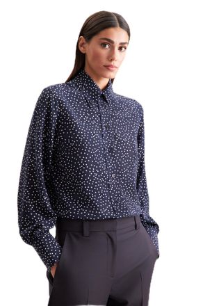 Seidensticker Damen Regular Fit Langarm Bluse, Blau, 46