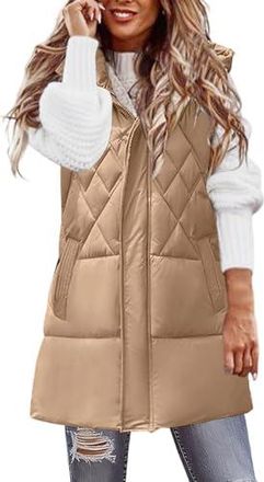 Generic Veste Femme Hiver Chaud Manteau Sans Manches Long Matelass&eacute; Cordon Taille Capuche Confort Chaleureux Style &Eacute;l&eacute;gant Pour Froid Hivernal Doudoune Femme 