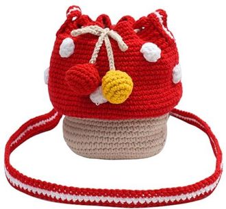 Generico Sac à champignons pour femmes,sacs à champignons tricotés - Sac tricoté fait à la main,Sac à bandoulière multifonctionnel en tricot, tissé à la main p