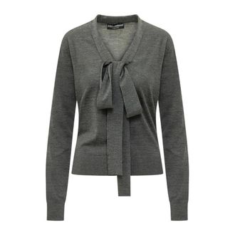 Dolce & Gabbana Maglia SC V C/Fiocco - - Knitwear - Damen - Grau - M