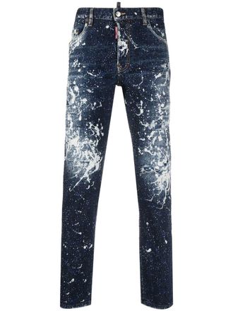 Dsquared2 jean &agrave; effet taches de peinture - Bleu
