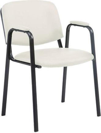 Clp Chaise de visiteur en similicuir cr&egrave;me - Design classique - Hauteur 79 cm - Largeur 53 cm - Cadre m&eacute;tal noir - Confort optimal
