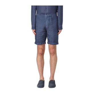 120% Lino Homme, Shorts, Bleu, Taille: S Shorts Casual en Lin Blanc Homme