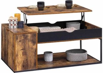 IDMarket Idmarket - Couchtisch rechteckige Hubplatte chicago mit Truhe Industriedesign