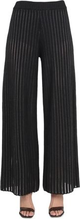Fabiana Filippi Femme, Pantalons, Noir, Taille: 36 FR Wide-Leg Striped Knit Pants