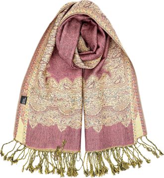 achillea Pashmina-Schal mit Fransen, weich, seidig, wendbar, Paisleymuster, Border Orchidee