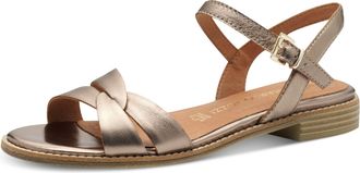 Marco Tozzi Damen Sandalen mit Absatz mit Verstellbarem Riemen aus Leder, Metallisch (Rose metallic), 40 EU