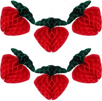 BESPORTBLE 6 St&uuml;ck Erdbeer Wabenkugeln aus Seidenpapier 20cm H&auml;ngende Partydekoration f&uuml;r Babypartys und Kindergeburtstage Drinnen und Drau&szlig;en