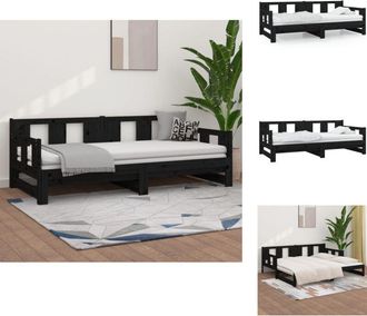 vidaXL Tagesbett Ausziehbar Schwarz Massivholz Kiefer 2x(80x200) cm - Tagesbett - Sofa Bett - G&auml;stebett - Doppelbett - Kiefernholz