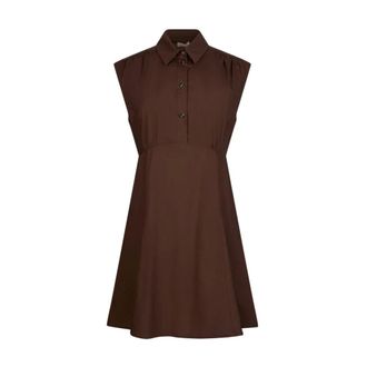 Liu Jo Femme, Robes, Brun, Taille: 36 FR Robe Trap&egrave;ze Boutonn&eacute;e &agrave; Col Pointe