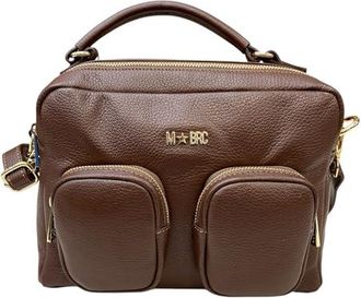M*BRC Sac femme Sac à main 2 diviseurs moyen en cuir de bras + bandoulière G133, marron