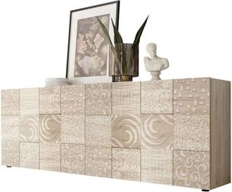 Homemania Buffet - MIRONA - 4 portes - Chene Samoa avec serigraphie - 241 x 43 x 84 cm