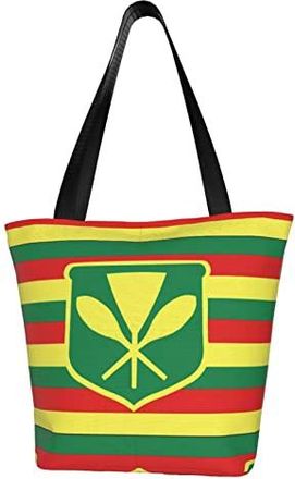 AOOEDM Kanaka Maoli natif hawa&iuml;en drapeau sac fourre-tout r&eacute;utilisable femmes sac &agrave; main d&eacute;contract&eacute; sacs &agrave; bandouli&egrave;re pour faire les courses &eacute;picerie voyag