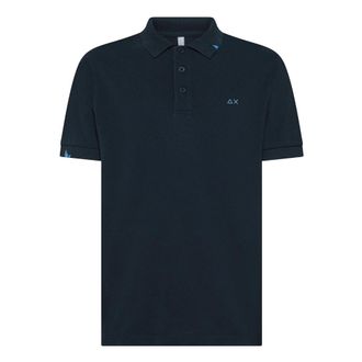 Sun 68 Vintage Blaues Polyester Polo Shirt - - Tops - Herren - Blau - 2XL