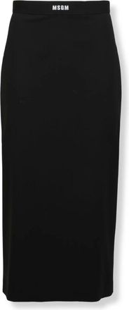 Msgm Msgm, Femme, Jupes, Noir, Taille: 38 FR Jupe Crayon en Laine Vierge avec Bande &Eacute;lastique