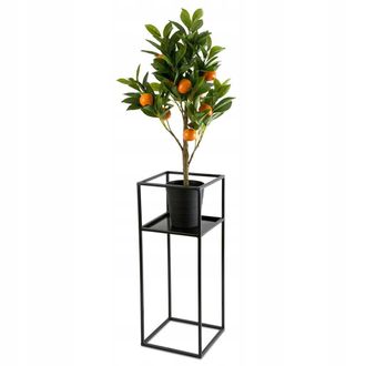 HowHomely Schwarz Blumenständer Metall - Solider und Robuster Pflanzenständer 60 x 24 x 24 cm mit Rand - Blumentopfständer im Loft-Stil für die Hausdekoration