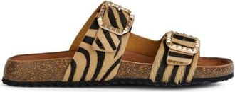 Geox Sandales plates D New Brionia B C pour femme, Lt Sand Black, 36 EU