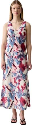DKNY Dkny, Femme, Robes, Multicolore, Taille: 40 FR Robe Longue en Lin &agrave; Col en V
