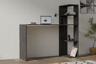 Hanah Home Modern Study Desk, Anthracite, 121 x 51 x 75 cm | 100% Melamine Coated Particle Board, 18 mm Thick | Wall-Mountable, Scandinavian Design for Home & Sc