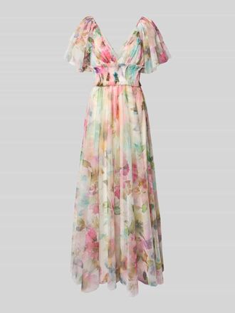 Lace & Beads Maxikleid mit Taillenband im Allover-Look
