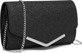 Miss Lulu Damen Clutch Gl&auml;nzende Abendtasche mit Abnehmbarer Kette Elegante Envelope Handtasche Modische Cross Body Umh&auml;ngetasche f&uuml;r Hochzeit Party Bankett Fei