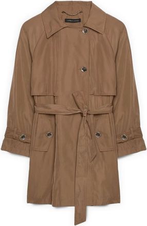 Fiorella Rubino Femme, Manteaux, Brun, Taille: 46 FR Trench-coat satin&eacute; avec ceinture