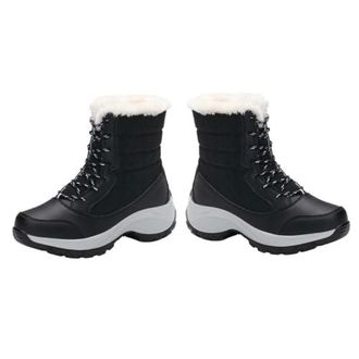 Yardwe Bottes de Neige DHiver pour Femme &agrave; Lacets Bottines -Mollet Chaudes Doubl&eacute;es de Fausse Fourrure Semelle Antid&eacute;rapante en Caoutchouc Taille 40 Noir pou