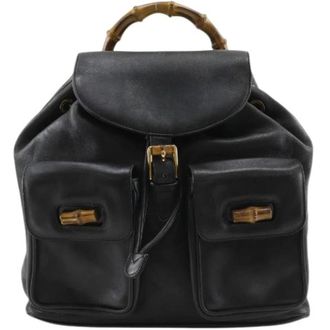 Gucci Pre-owned Bamboo Lederrucksack - - Pre-owned - Damen - Schwarzk - ONE SIZE