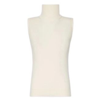 Sportmax Femme, Pulls, Blanc, Taille: 38 FR Pull en laine vierge c&ocirc;tel&eacute;e avec col enveloppant