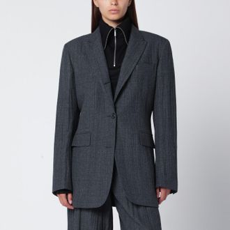 Our Legacy Graue einreihige Jacke aus Wollmischung
