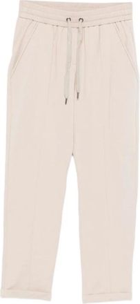 Brunello Cucinelli Femme, Pantalons, Beige, Taille: 38 FR Pantaloni dettaglio coulisse