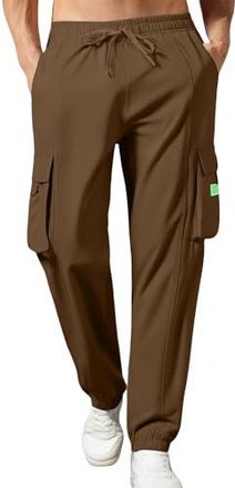 Generic Pantalon de surv&ecirc;tement pour homme - Taille &eacute;lastique - Pantalon cargo avec cordon de serrage - Plusieurs poches - Pantalon de jogging confortable et 