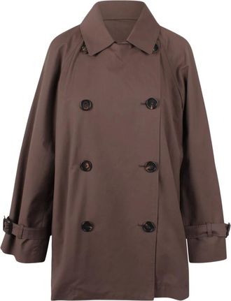 Max Mara Femme, Manteaux, Brun, Taille: 42 FR Trench-coat court en twill hydrofuge