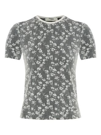Fendi T-Shirt mit Schn&uuml;rung - Grau