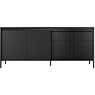 Casanova ALINA - Buffet 187cm pieds en m&eacute;tal - Noir