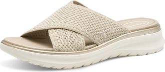 Tamaris Comfort Damen Pantoletten mit Chunky-Sohle Vegan, Mehrfarbig (Beige/Gold), 39 EU