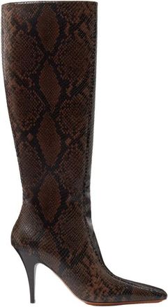 Stella McCartney Stella McCartney Stiefel - Knee-High Snake-Effect Boots With Stiletto Heel - Gr. 38 (EU) - in Braun - f&uuml;r Damen