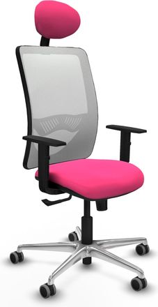 Piqueras y Crespo Computerstuhl Rosa Zulema mit 1D-Armen, h&ouml;henverstellbarer Lendenwirbelst&uuml;tze und festem Kopfteil, ausgestattet mit Sincro 3 Positionen und Schneidesc