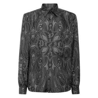 Philipp Plein Printed Silk Shirt Gothic - - Shirts - Herren - Mehrfarbig - M