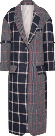Thom Browne Mantel mit Prince-of-Wales-Karomuster - Blau