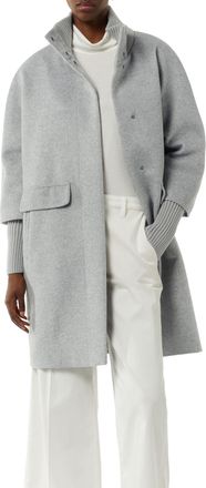 Comma Wollmantel mit geripptem Kragen und Ärmeln