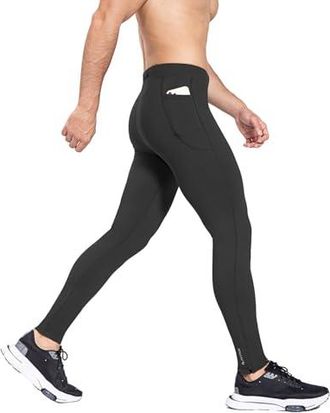 Baleaf Pantalon de course thermique &agrave; compression pour homme - Pantalon de sport dhiver - Pantalon dentra&icirc;nement - Collant respirant - Pantalon de course lon