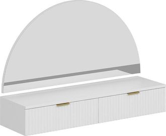 Vente-Unique Coiffeuse suspendue avec miroir et LEDs - 2 tiroirs - Blanc - FRALYN de Pascal Morabito