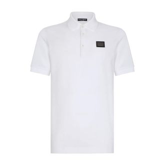 Dolce & Gabbana Homme, Tops, Blanc, Taille: XL Polo en piqu&eacute; de coton