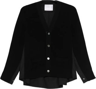 sacai panelled cardigan - Schwarz