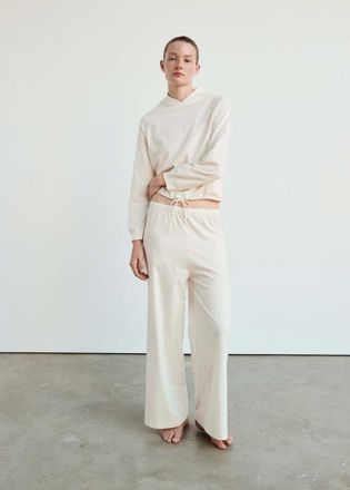 Mango Gerade geschnittene Baumwollhose mit Soft-Finish elfenbeinwei&szlig; - Damen - M - MANGO