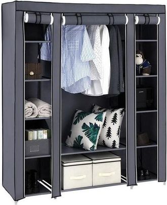 Songmics Armoire de Rangement en Tissu, Penderie avec Housse, Placard, Garde-Robe, 45 x 150 x 175 cm, 12 Compartiments, Cadre en M&eacute;tal, pour Chambre