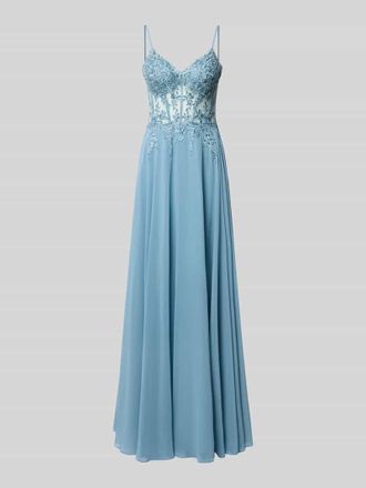 Luxuar Fashion Maxikleid mit Stitchings und Ziersteinbesatz