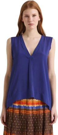 Maliparmi Maliparmi, Femme, Tops, Bleu, Taille: 46 FR Top Cr&ecirc;pe Fluide